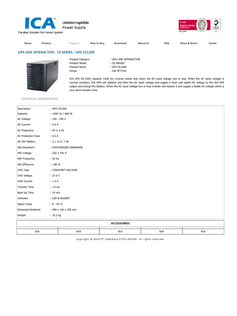 UPS ICA CE 1200VA | PDF | Power Inverter | Alternating Current