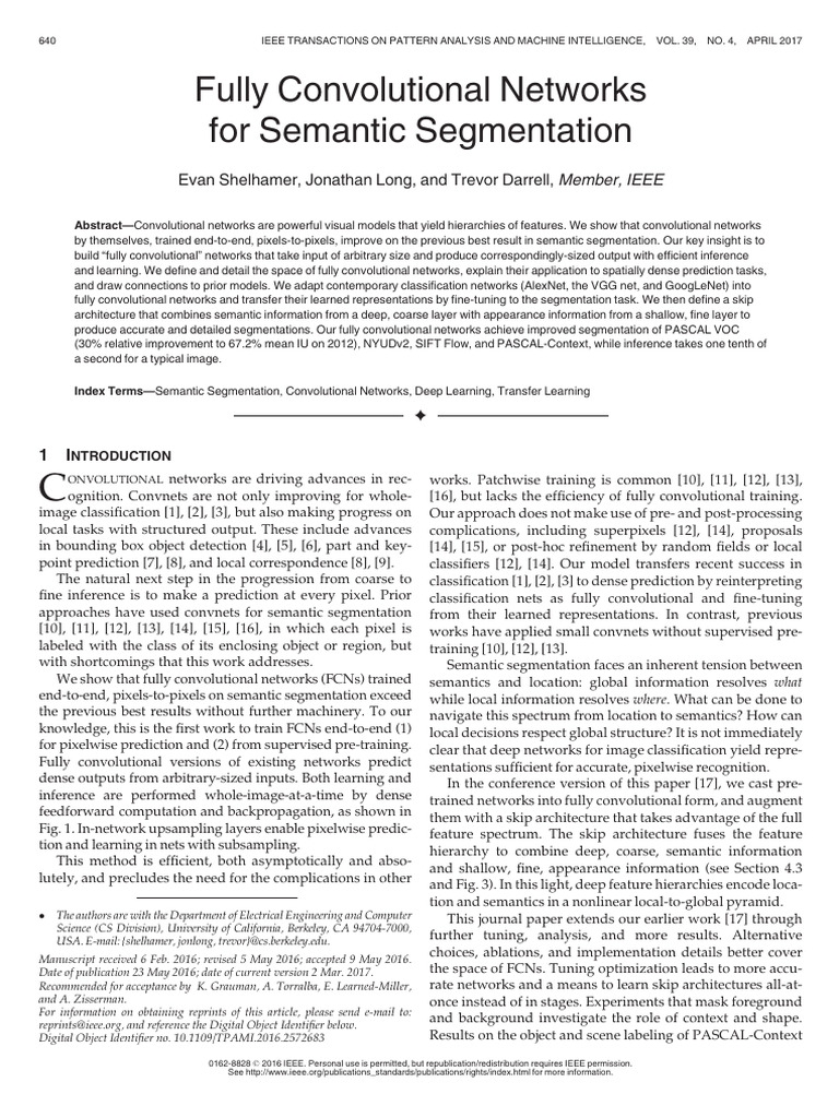 Fully Convolutional Networks For Semantic Segmentation | PDF | Image Segmentation | Artificial ...