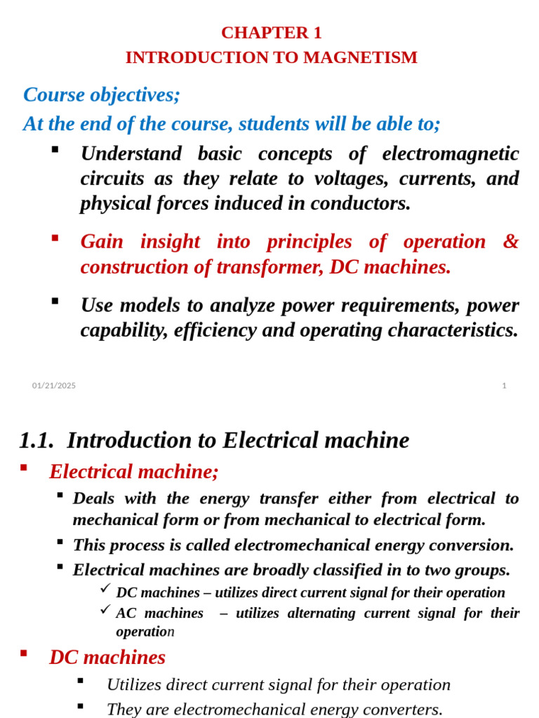 Introduction to Magnetism and Electrical Machines | PDF ...