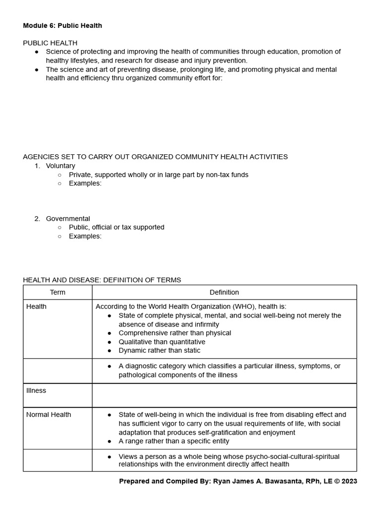 Public Health Handout Students | PDF | Immune System | Vaccines