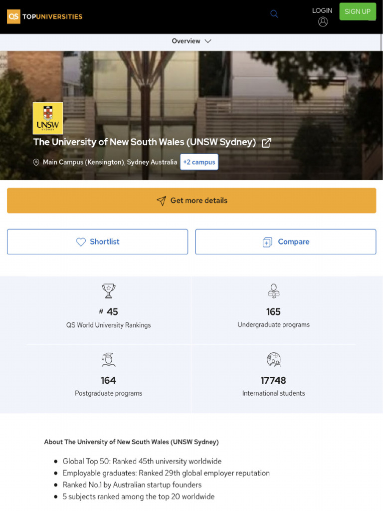 QS University Ranking Unsw | PDF