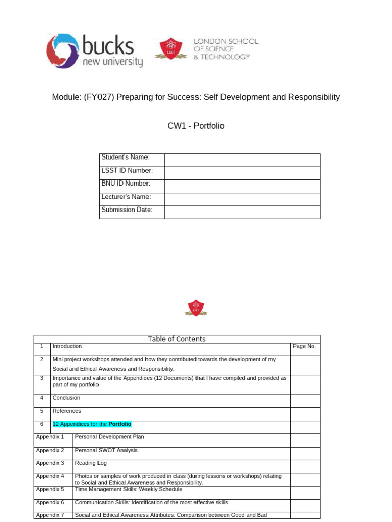 PSSDR-Portfolio Template CW1 | PDF | Goal | Cognitive Science