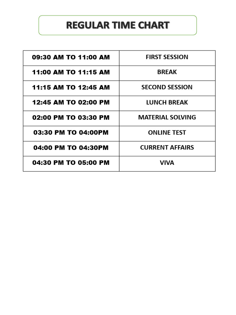 Regular Time Chart | PDF
