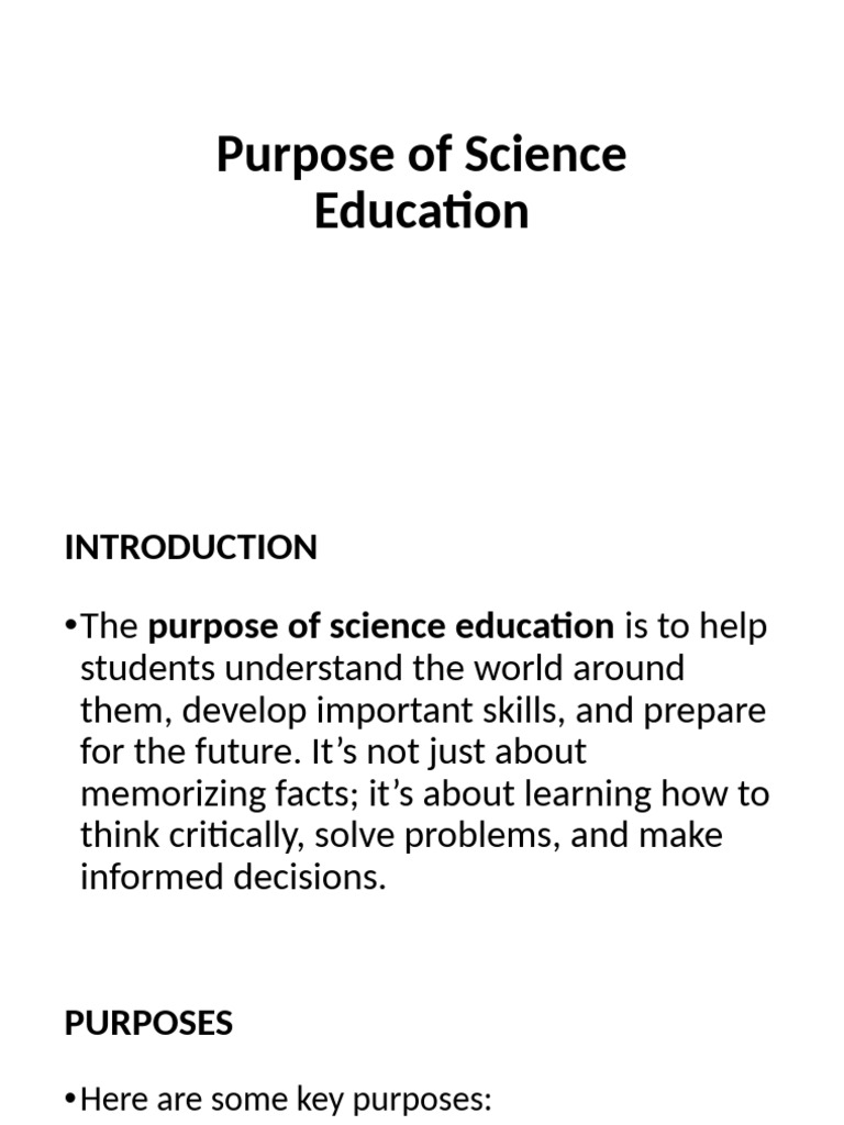 Purpose of Science Education | PDF