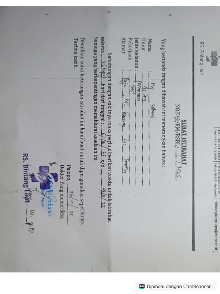 keterangan istirahat SUHERNI | PDF