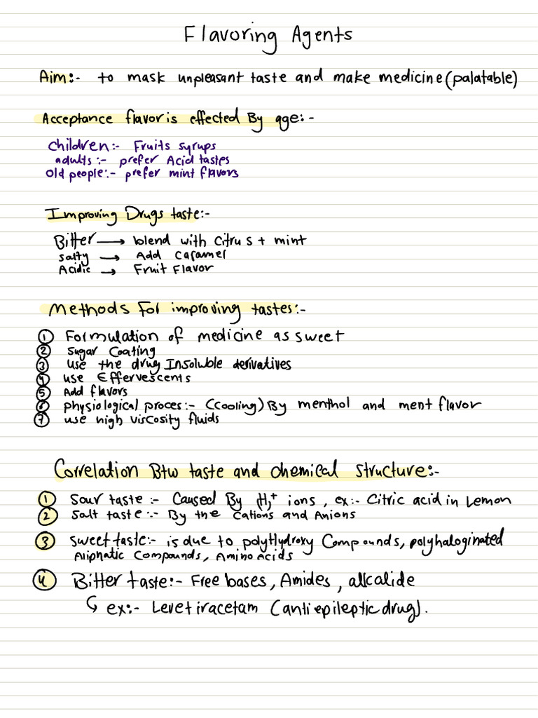 Flavoring and sweetening agents notes⁩ | PDF