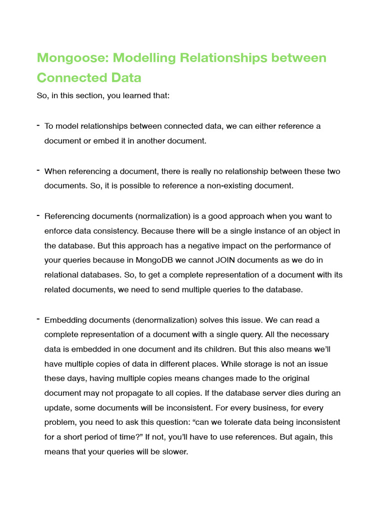 123 Mongoose Modelling Relationships Between Connected Data Recap | PDF | Databases ...