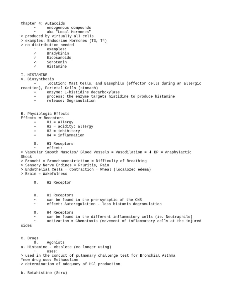 Chapter 4 Autacoids | PDF | Drugs