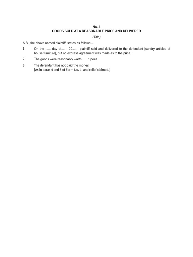 Reasonable Price Goods Sale Dispute | PDF