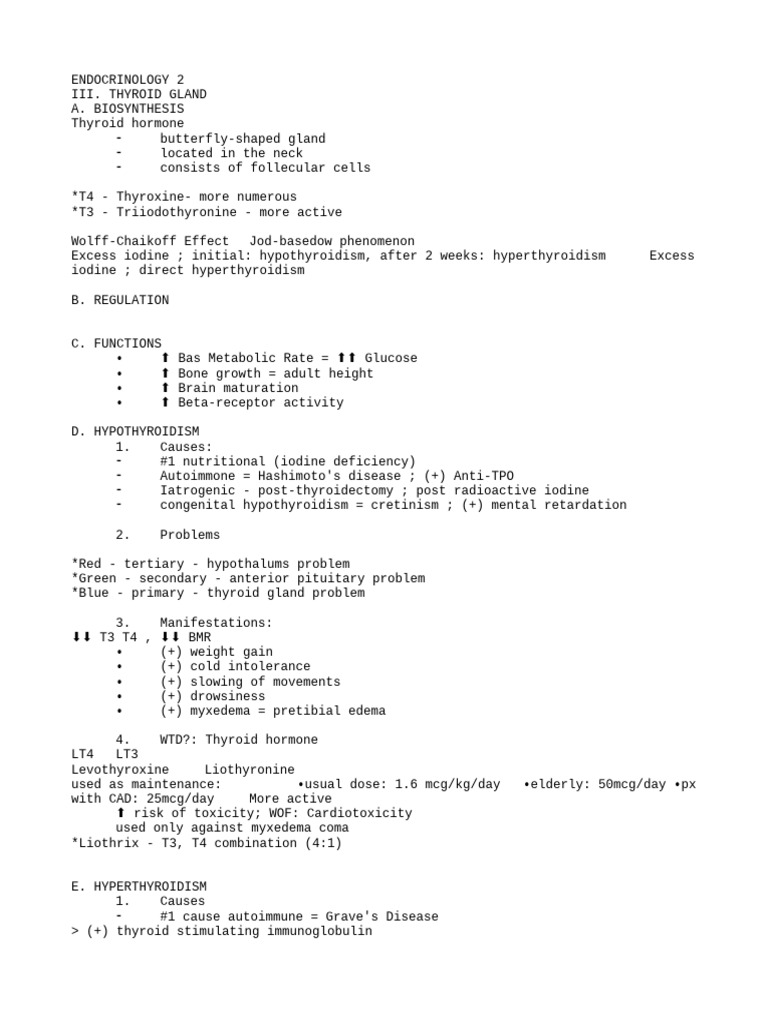 Chapter 2 - Endocrinology 2 - Doc Nico | PDF | Hyperthyroidism | Thyroid