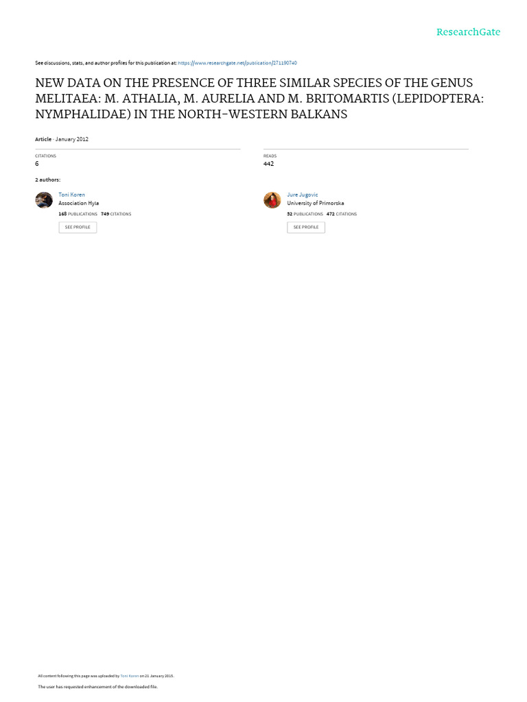 Melitaea Species in North-West Balkans | PDF | Balkans