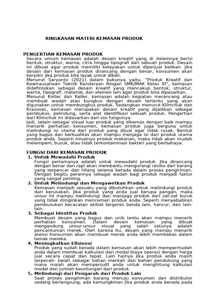 Materi Pengemasan Produk | PDF