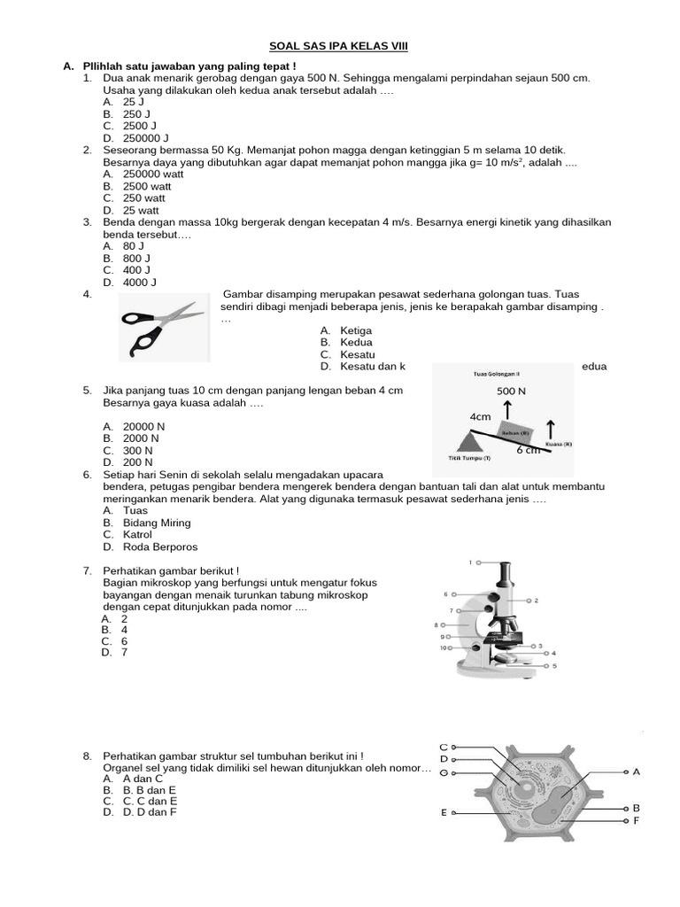 Soal Asas Ipa Kelas8 Kumer2023-2024 | PDF
