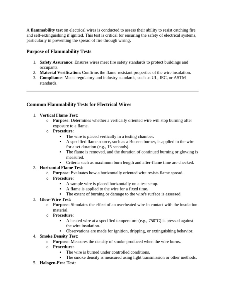 Flammability Test of Electrical Wires | PDF | Specification (Technical ...
