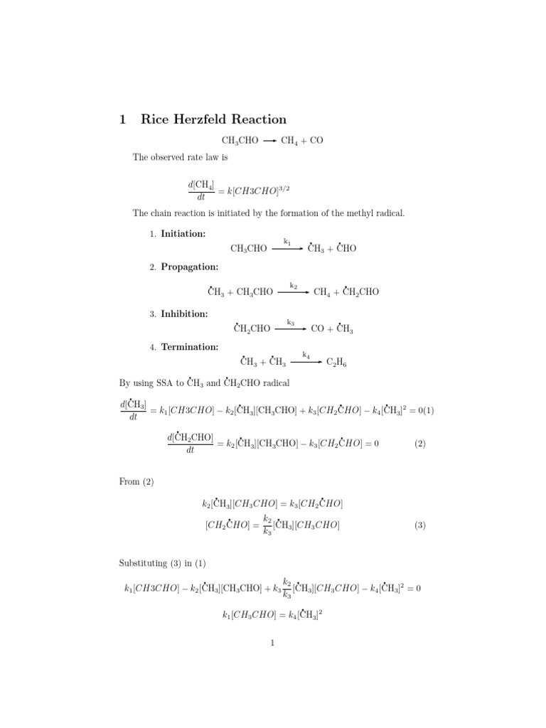 Rice Herzfeld Reaction | PDF