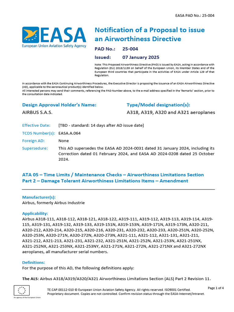 EASA_PAD_25-004_1 | PDF | Aviation | Airbus