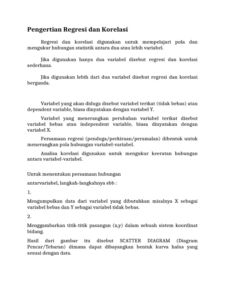Statistika Pengertian Regresi dan Korelasi | PDF