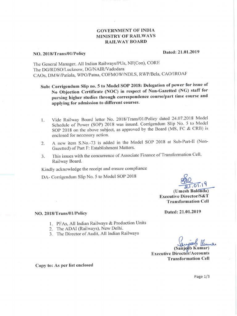Corrigendum 5 Model SOP 2018 210119 | PDF