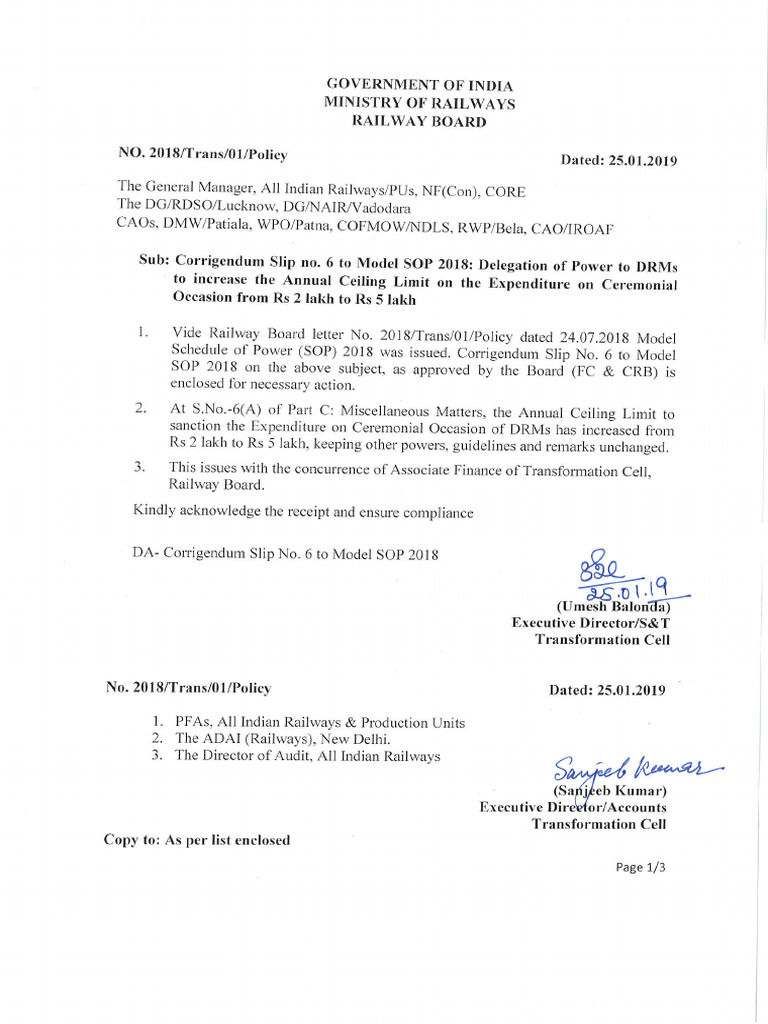 Corrigendum Model SOP 2018 250119 | PDF