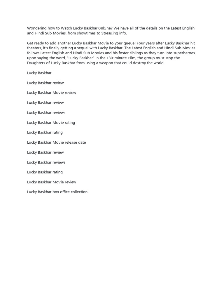 Lucky Bhaskar PDF | PDF