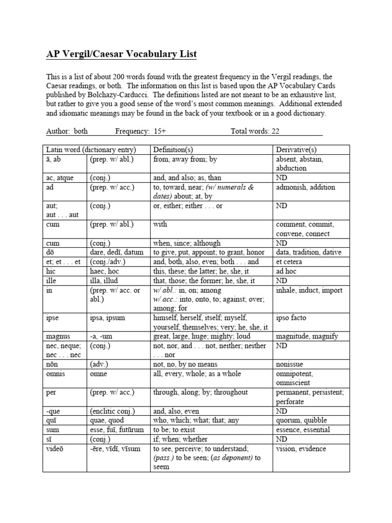 Ap Vergil Caesar Vocabulary | PDF | Gaul