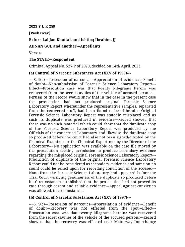 2023 Y L R 289 | PDF | Prosecutor | Judgment (Law)