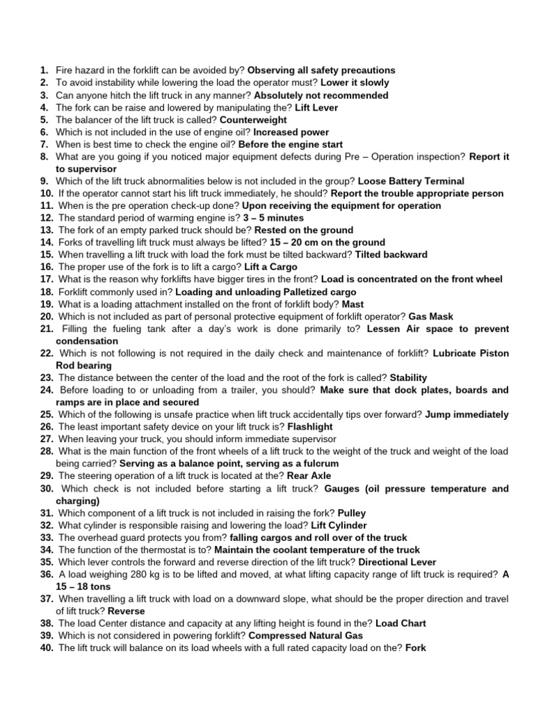 Written Exam | PDF | Forklift | Elevator