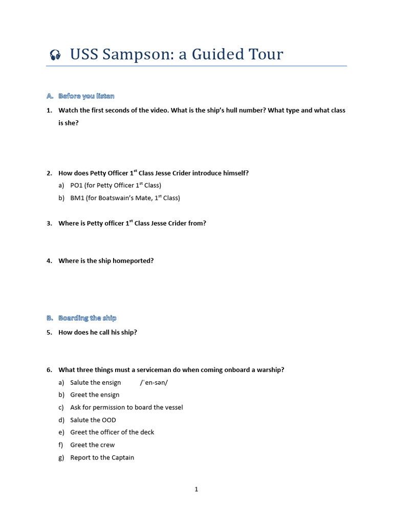 USS Sampson Guided Tour Overview | PDF | Ships | Navies