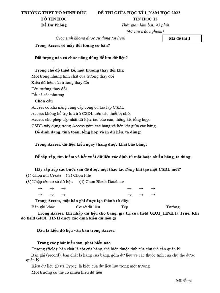 Tin 12 - GK 1 - D Phòng - 170 | PDF