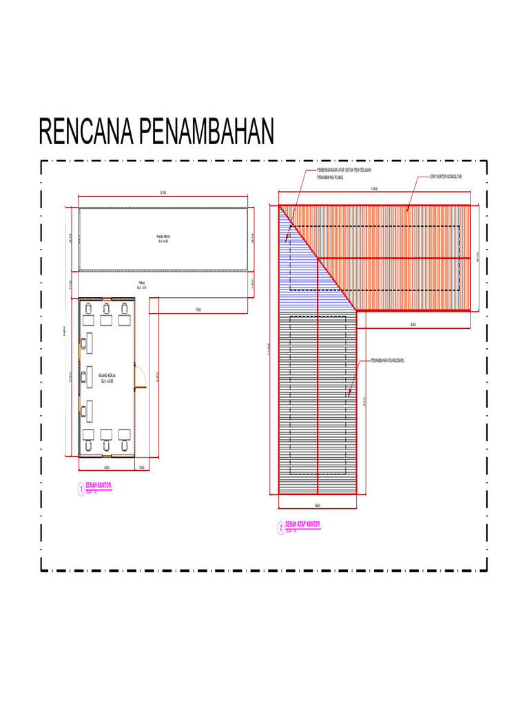 Denah Atap dan Penambahan Ruang Kantor | PDF