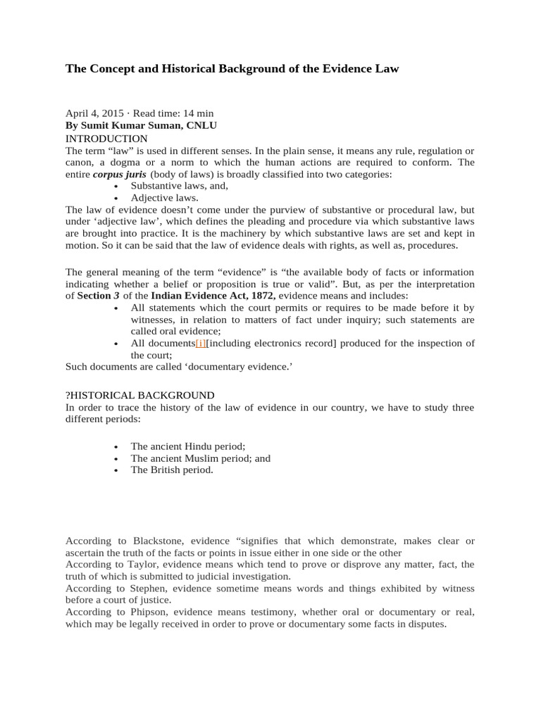 The Concept and Historical Background of The Evidence Law | PDF ...