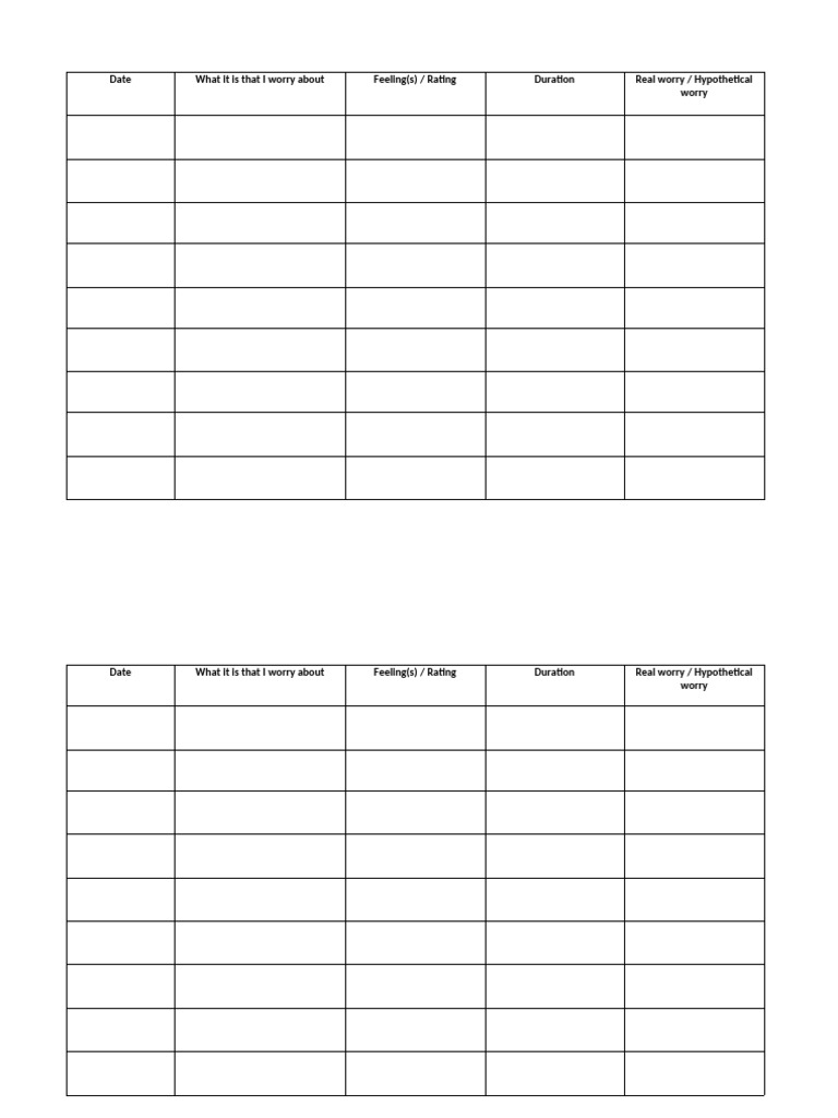 Worry Diary | PDF