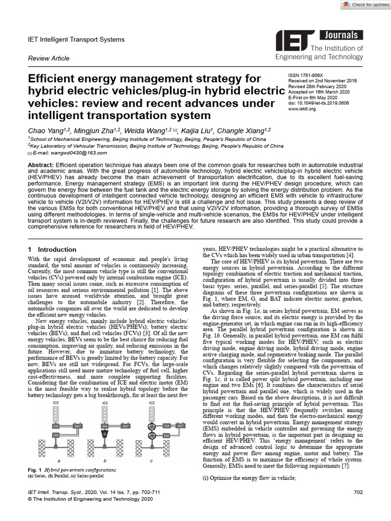 IET Intelligent Trans Sys - 2020 - Yang - Efficient energy management ...
