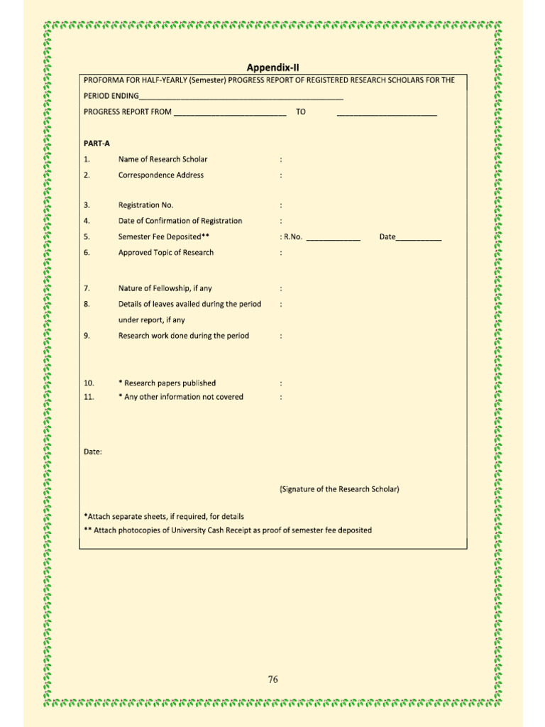 Progress Report Proforma | PDF