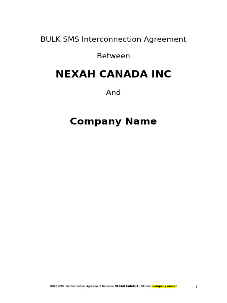 Bulk SMS Interconnection Agreement | PDF | Indemnity | Breach Of Contract