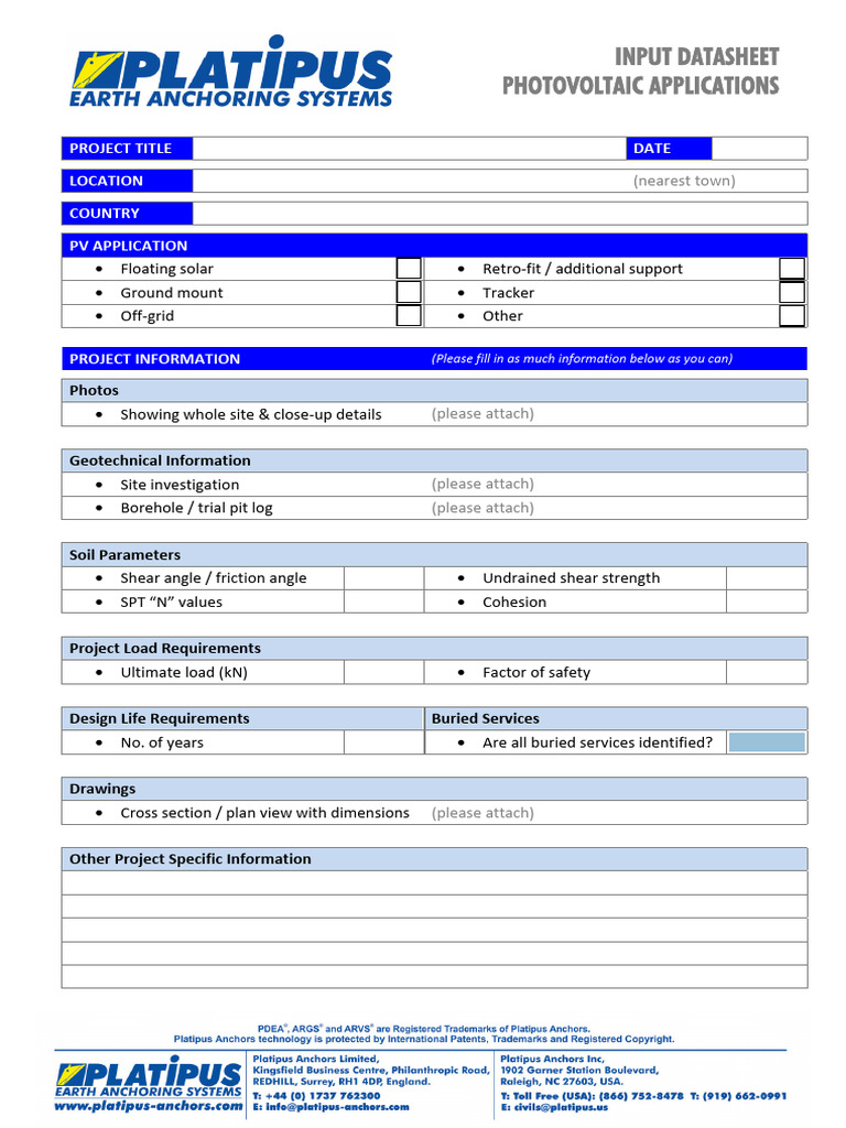 Platipus Input Datasheet - PV Applications | PDF