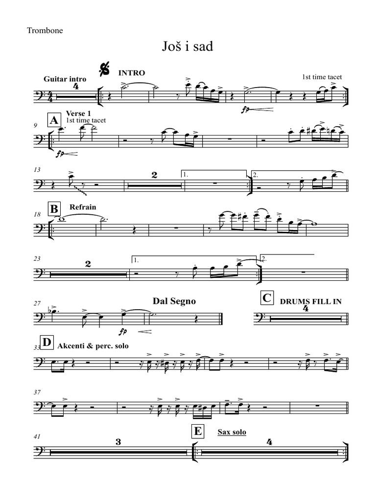Jos I Sad - Trombone | PDF