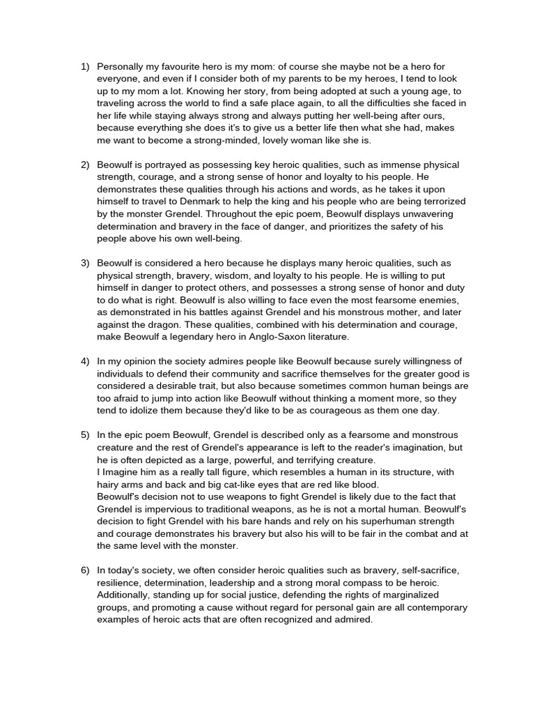 Students' task Beowulf | PDF | Beowulf | Courage