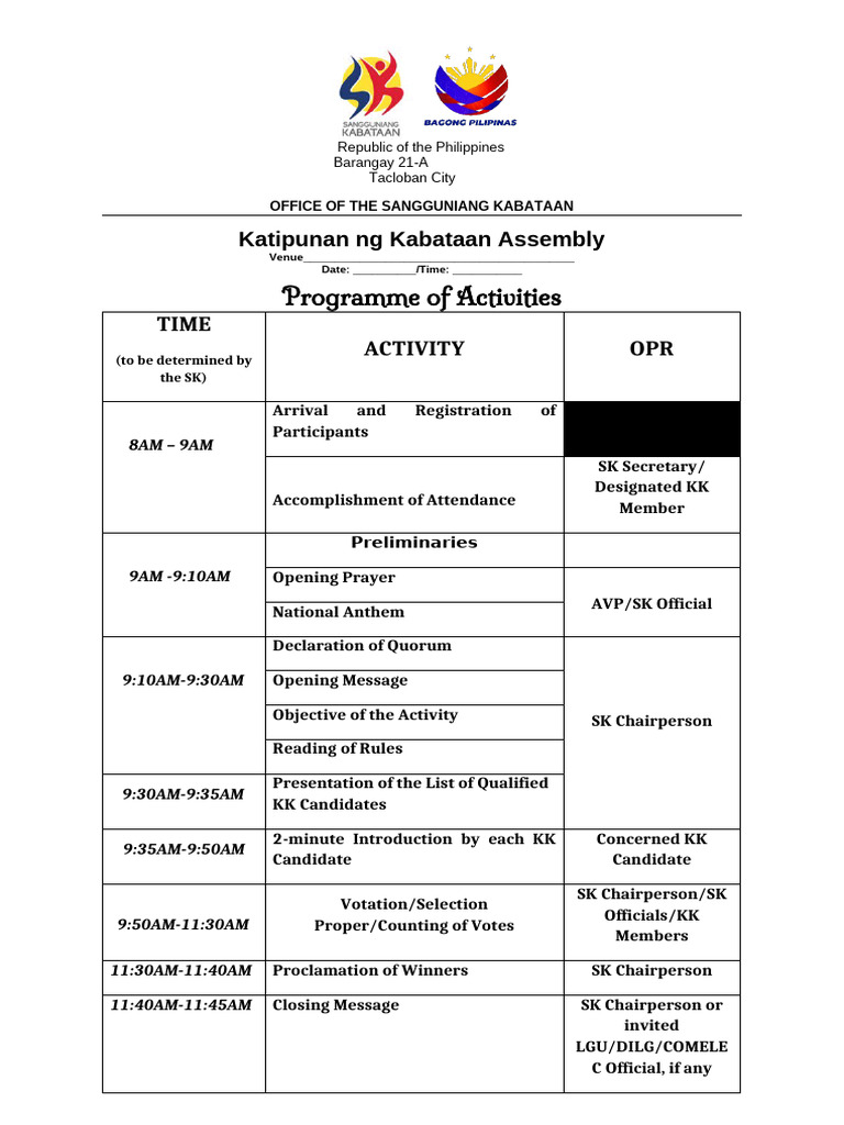 Annex B-4 of DILG&NYC JMC-Sample Programme of Activities-Filling Up of ...