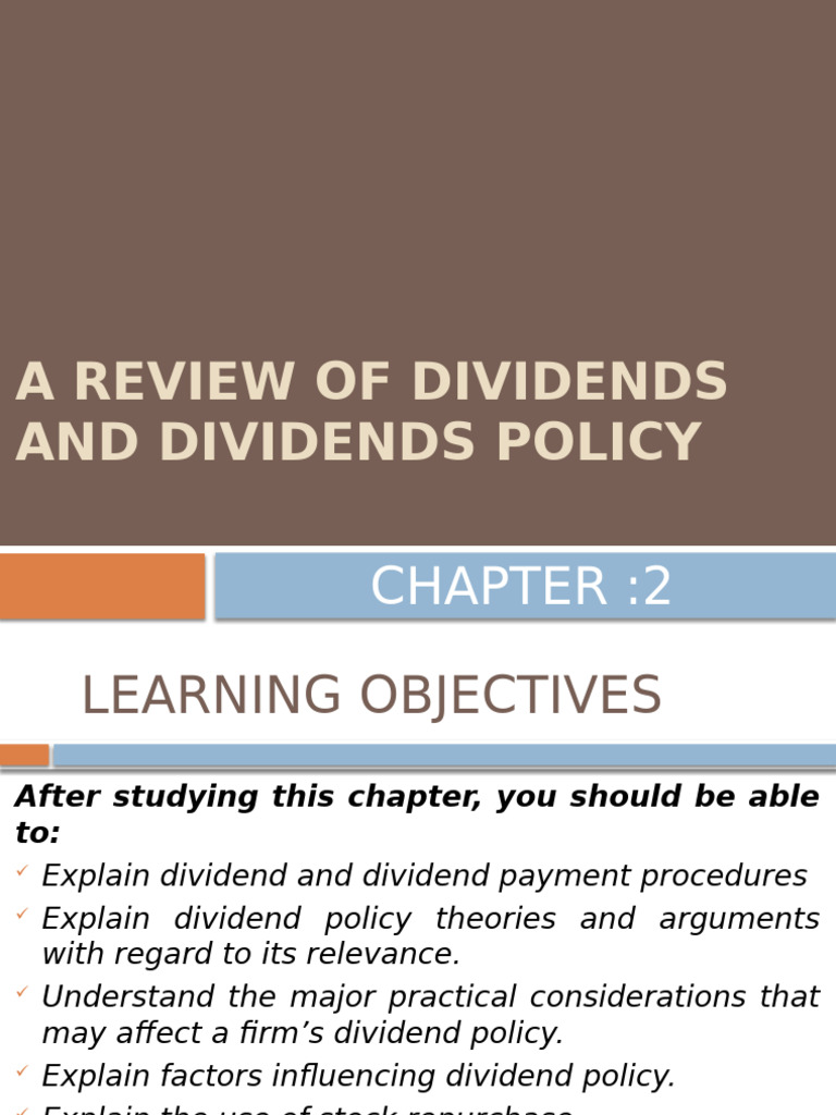 CH-2 A Review of Dividends and Dividends | PDF | Dividend | Cost Of Capital