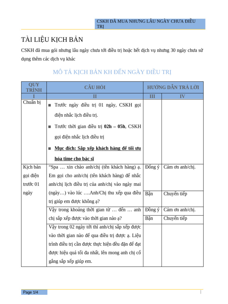 4. CSKH - Kịch bản lâu ngày không sử dụng dịch vụ | PDF