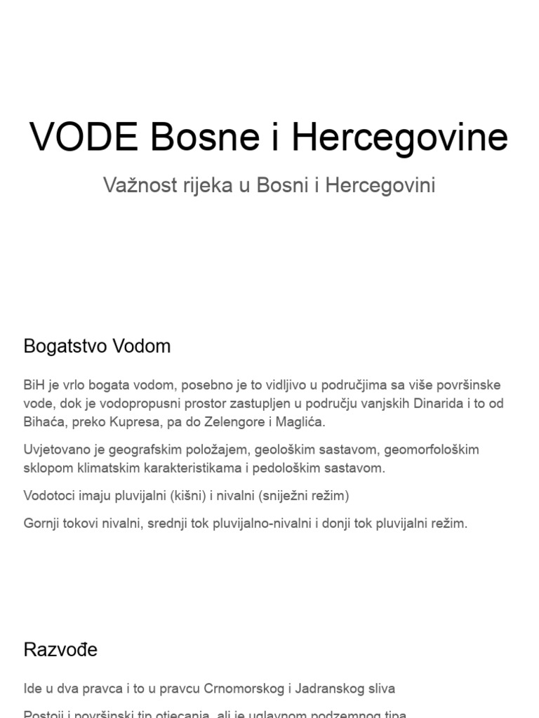 VODE Bosne I Hercegovine | PDF