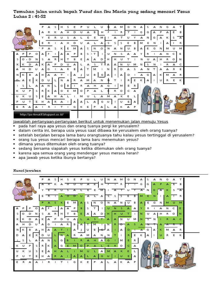 Maze Kata Tuhan Yesus Berumur 12 Tahun | PDF