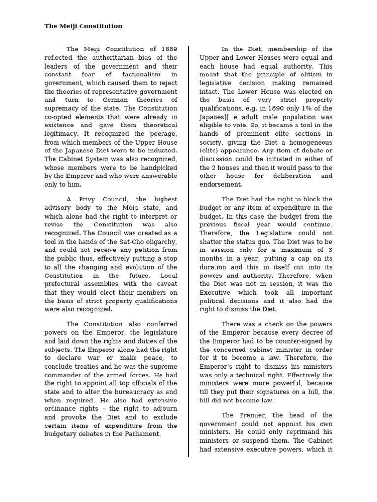 The Meiji Constitution | PDF | Political Science | Political Charters
