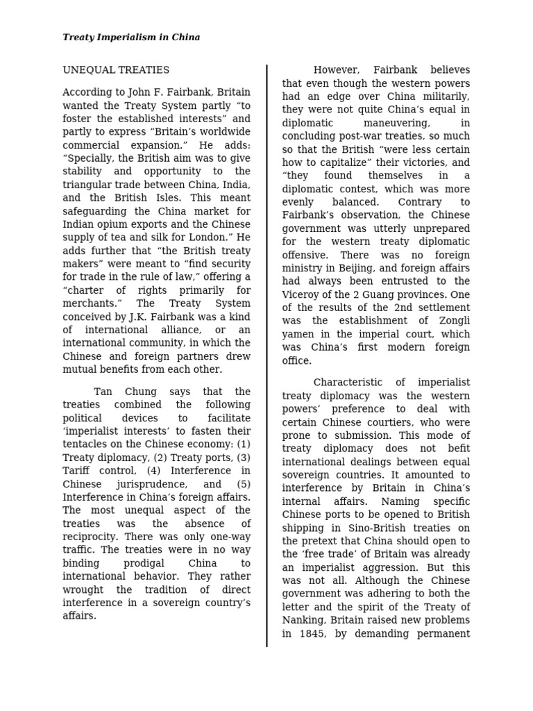 Treaty Imperialism in China Explained | PDF | British Empire | Justice