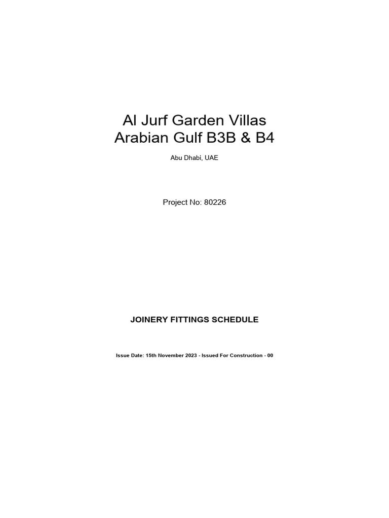 Al Jurf Villas Joinery Schedule | PDF | Volatile Organic Compound