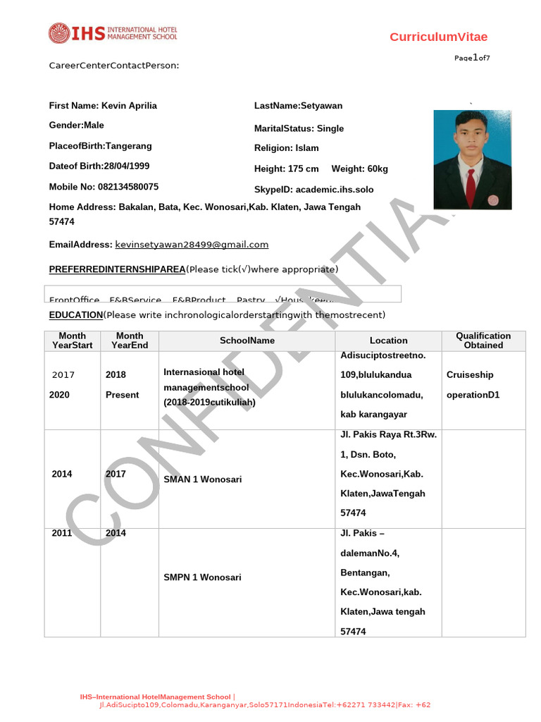 IHS-CV-Kevin Aprilia Setyawan-CSO | PDF