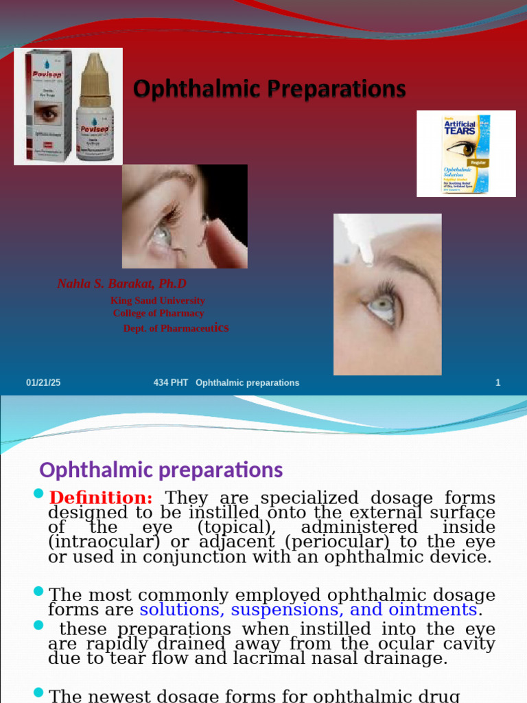Ophthalmic Preparations Overview | PDF | Human Eye | Topical Medication