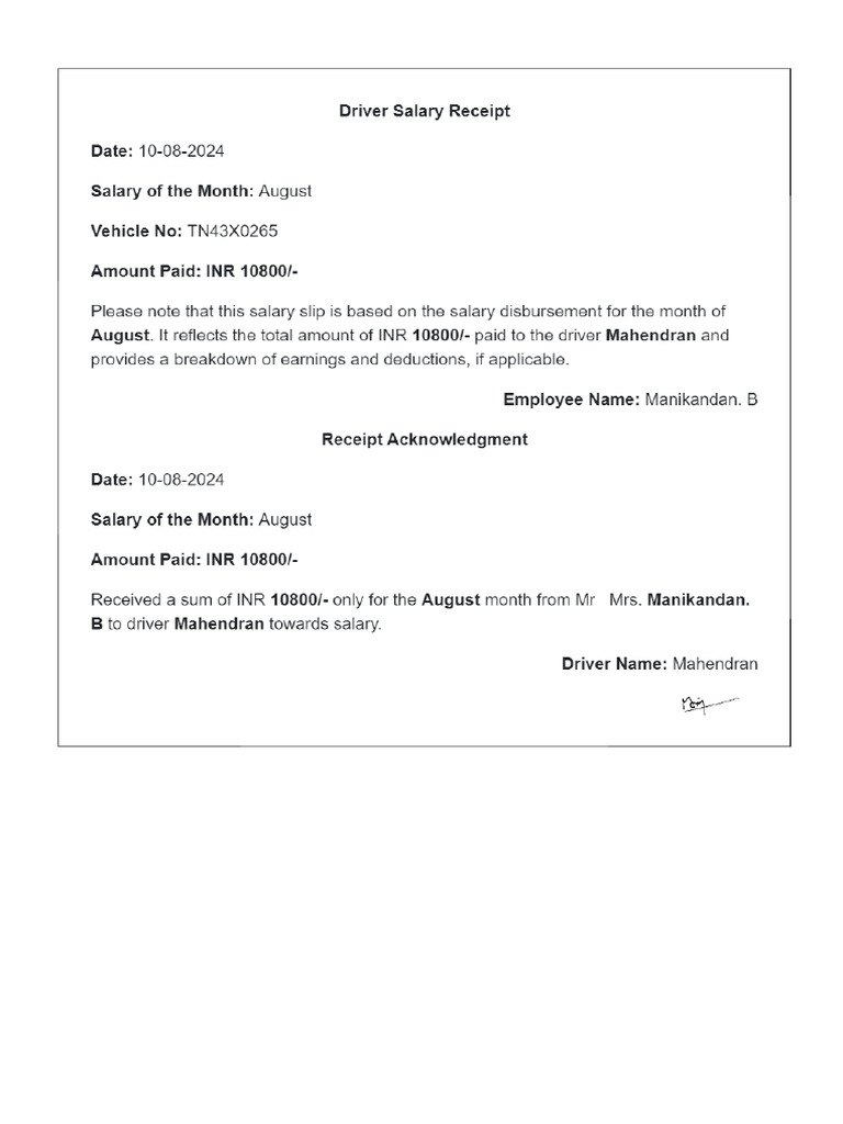 Driver Salary Slip [freeforonline_com] | PDF
