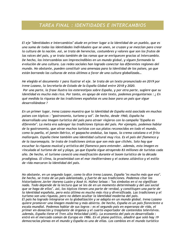 Identidades e Intercambios en España | PDF | España | Turismo